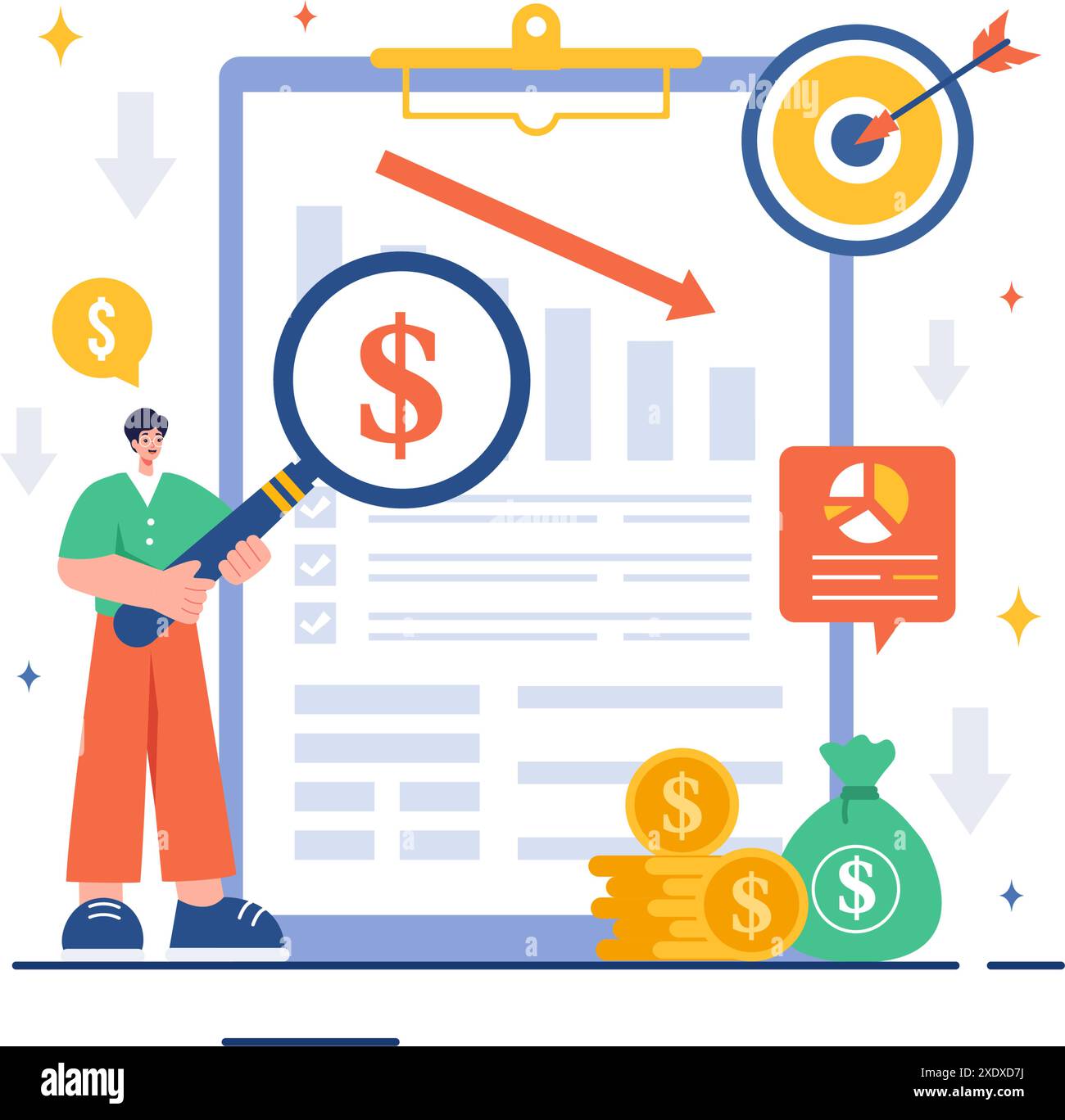 Cost Reduction Vector Illustration depicting Decrease, Price ...