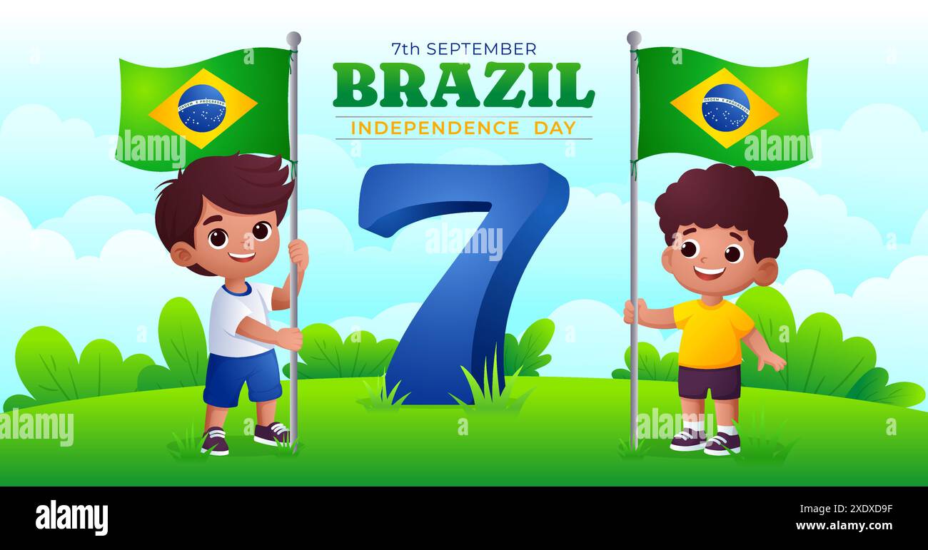 Cartoon 7th september Brazil Independence Day banner design, two ...