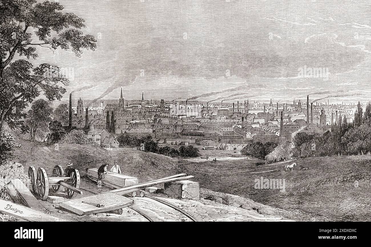 View of Manchester, England in the 19th century. From Cassell's ...