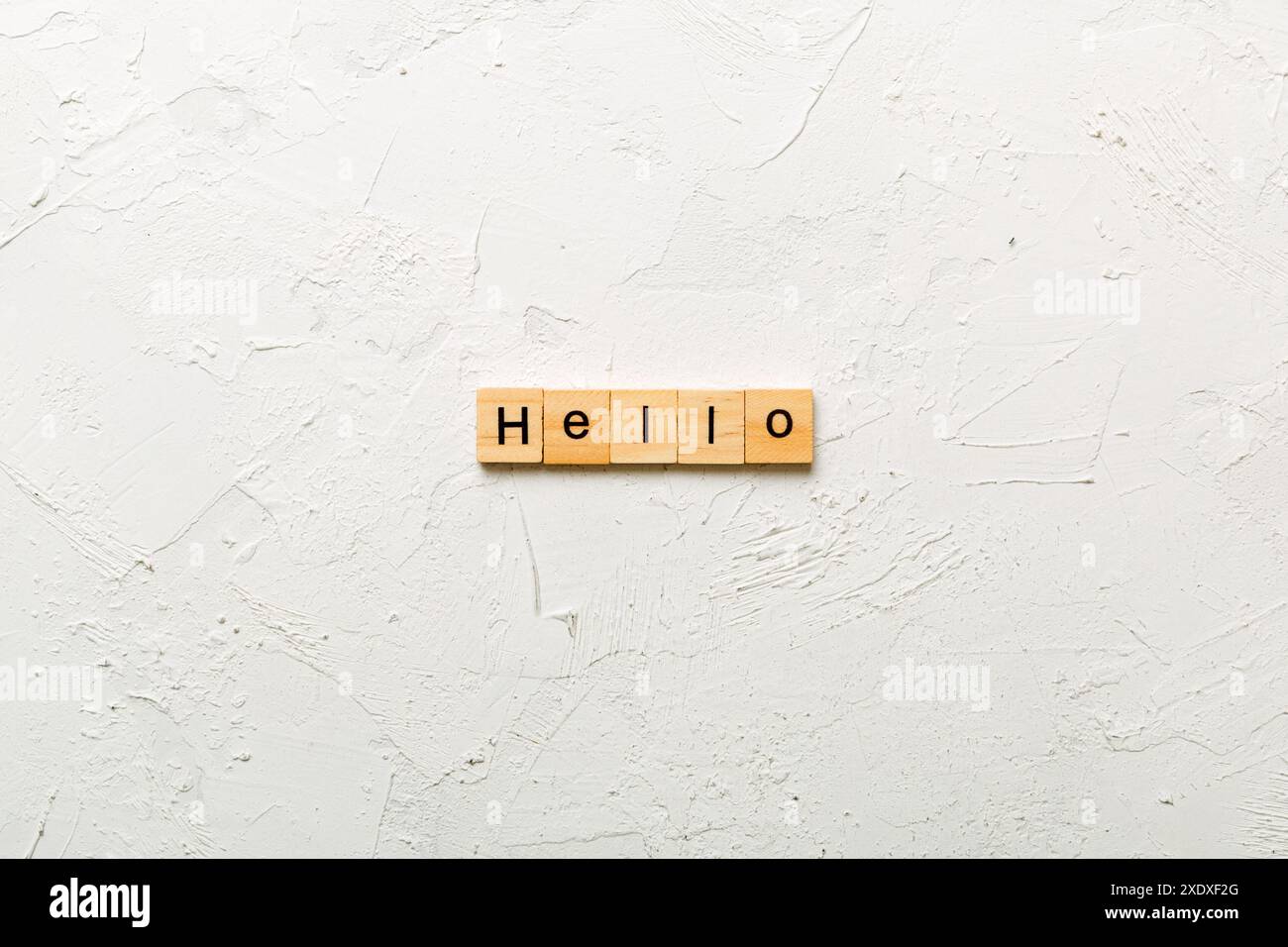 hello word written on wood block. hello text on table, concept Stock ...