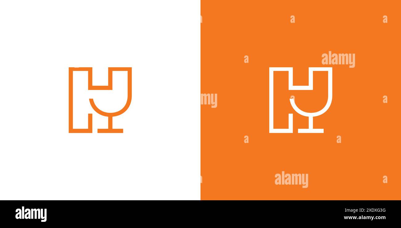 Unique and modern letter H combination glass logo design Stock Vector ...