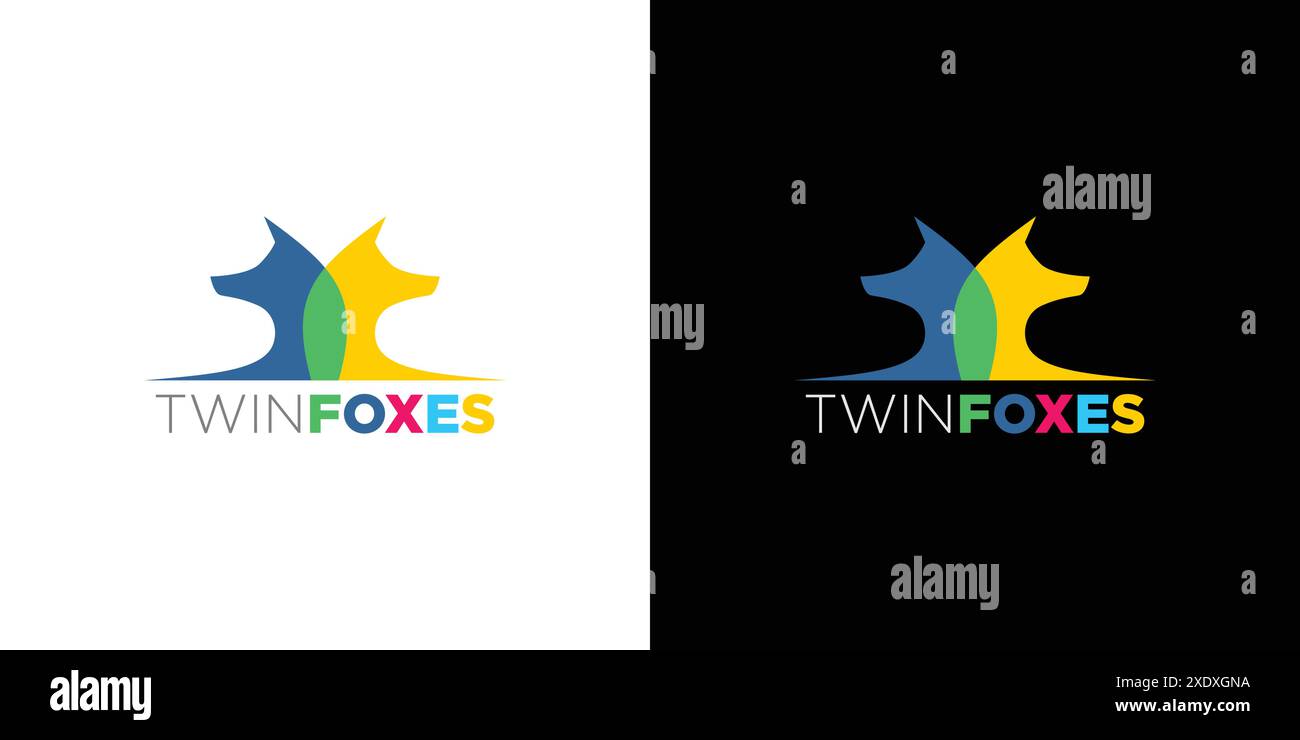 Modern and colorful Twins Foxes logo design Stock Vector Image & Art ...