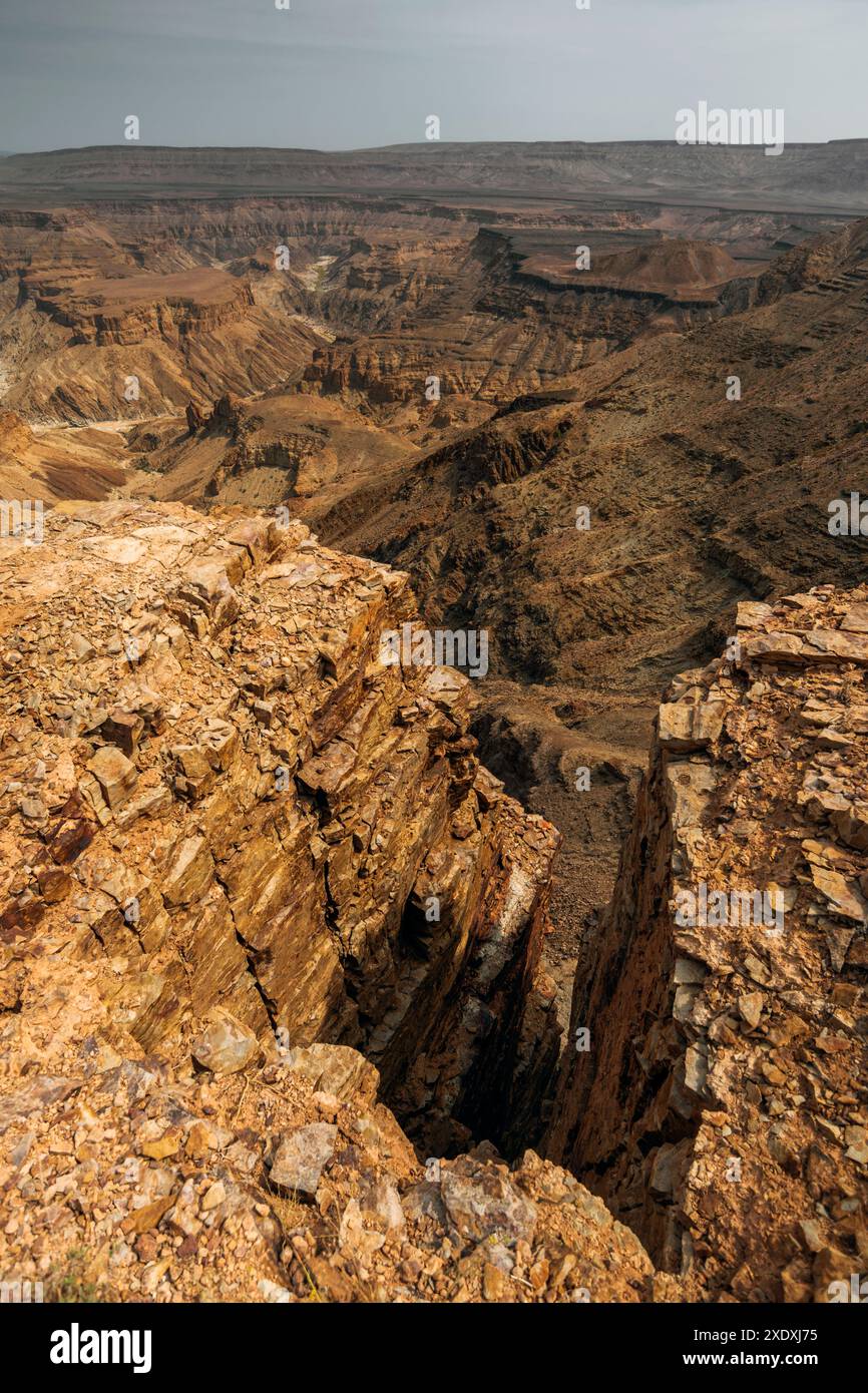 deep steep canyon of Fish River in Namibia by dry season Stock Photo ...