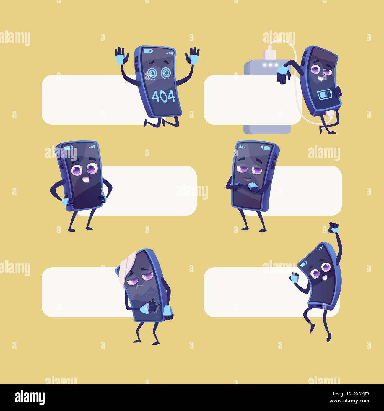 Smartphone mascot funny character phone with eyes and hands standing ...