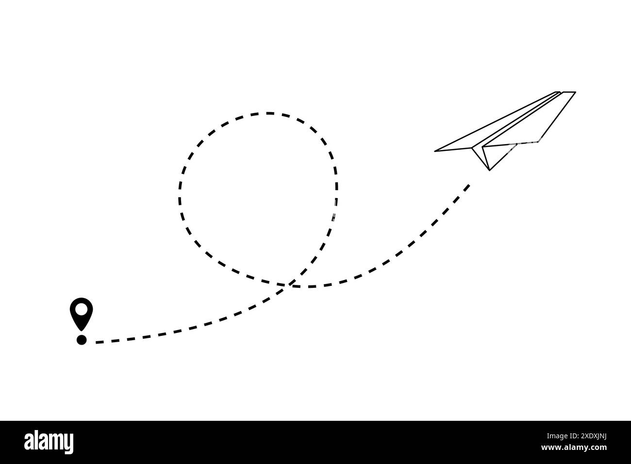 Paper plane flying forward in air with line path vector illustration ...