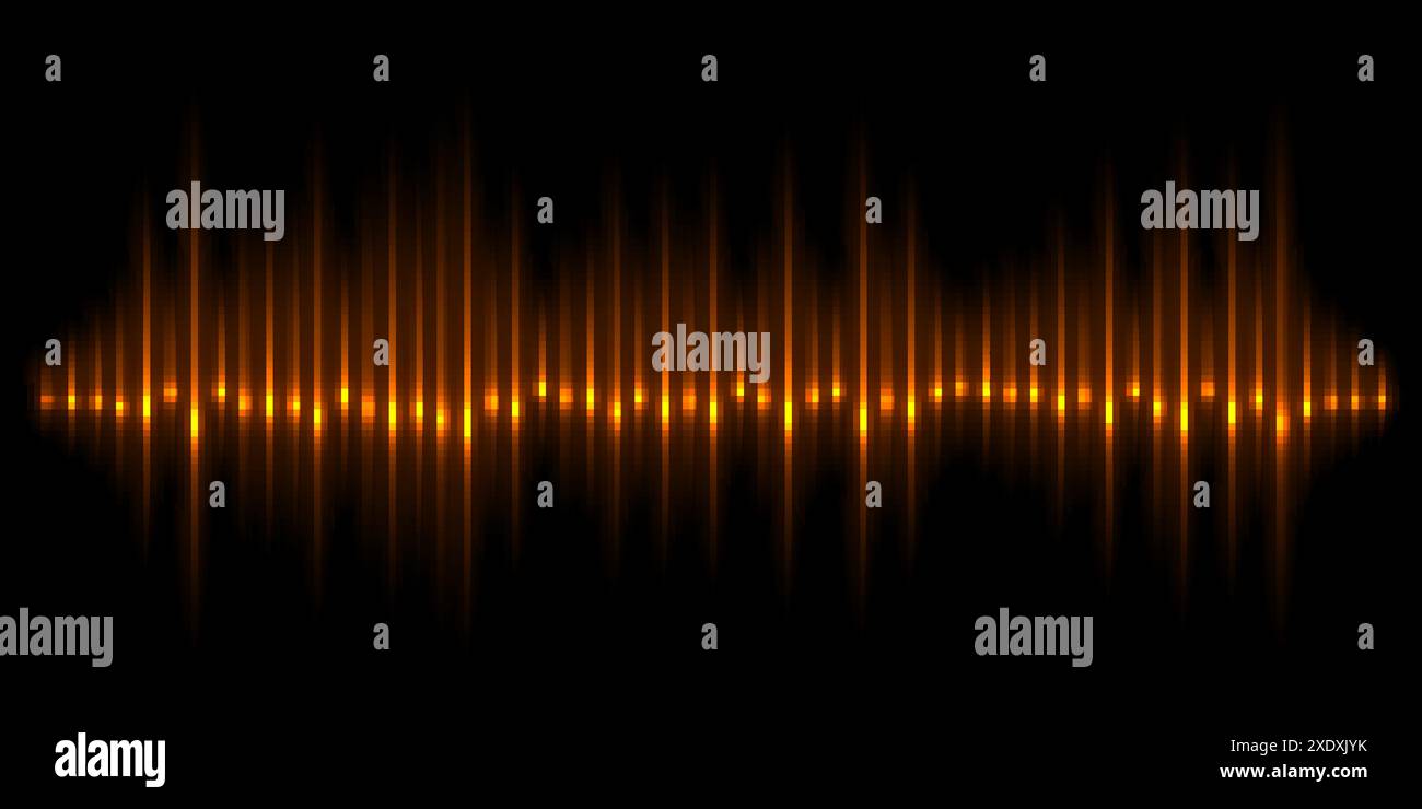 Sound wave pulse with frequency lines and glow light effect vector ...