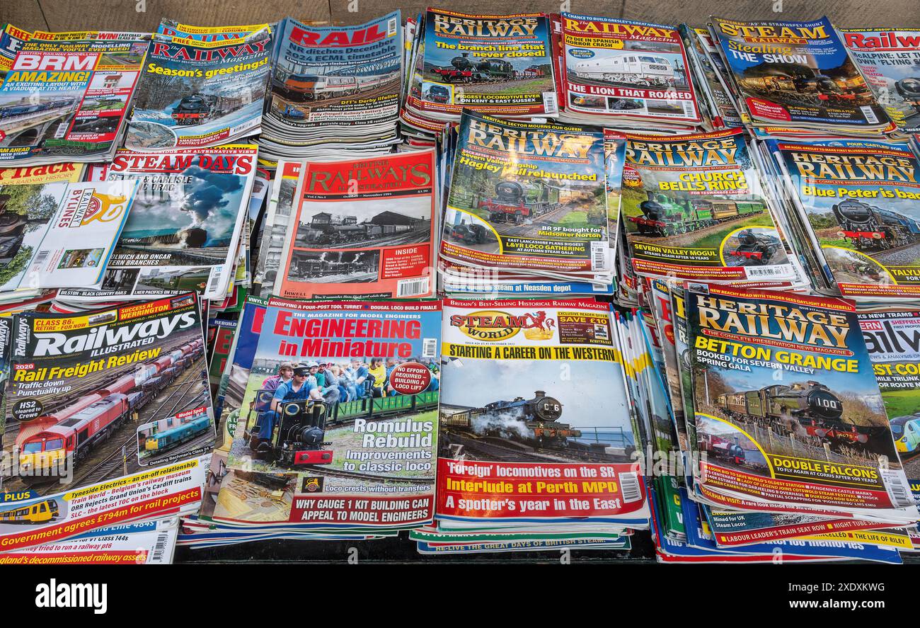 Railway magazines for sale, collection of rail themed magazines on a ...
