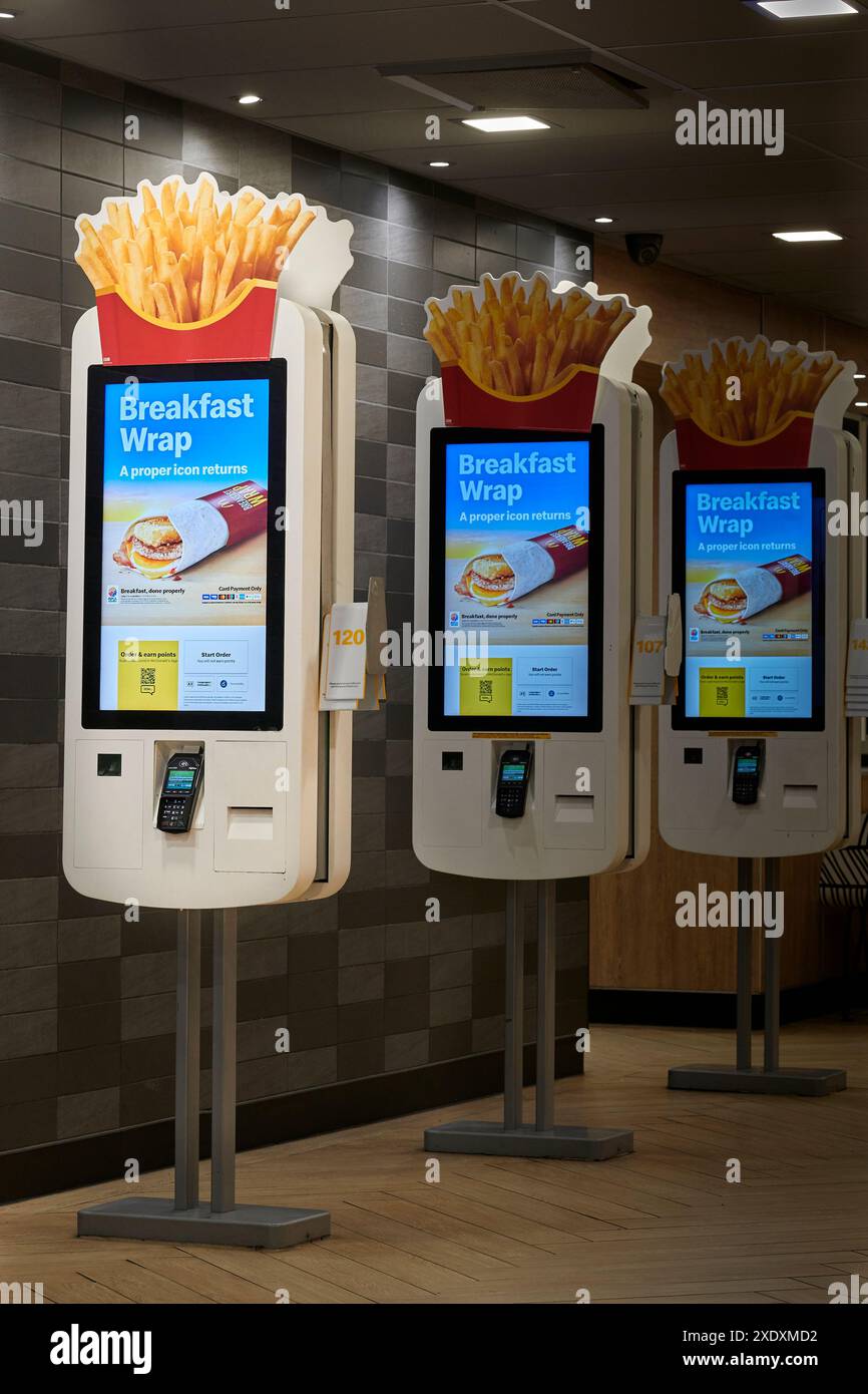 Order point at Macdonald's fast food store, Cambridge, England, on a ...