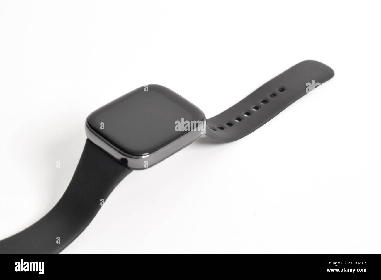 Wireless Smart watch isolated on white background. Black smartwatch ...