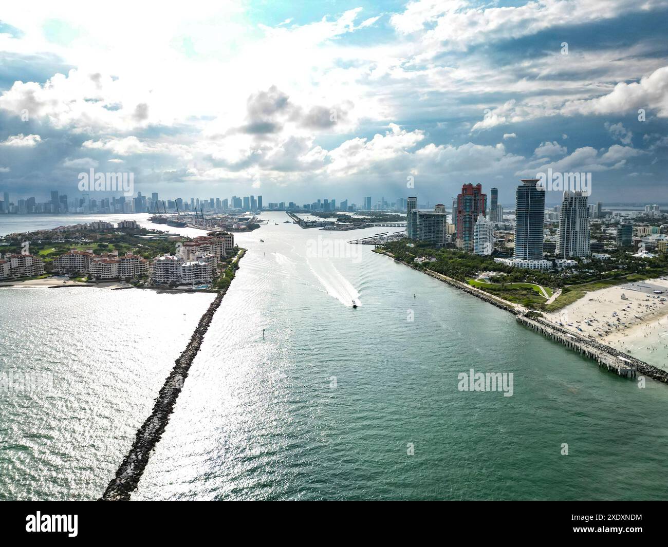 Miami Beach skyline. Aerial drone shot of the Miami Beach. Aerial view ...