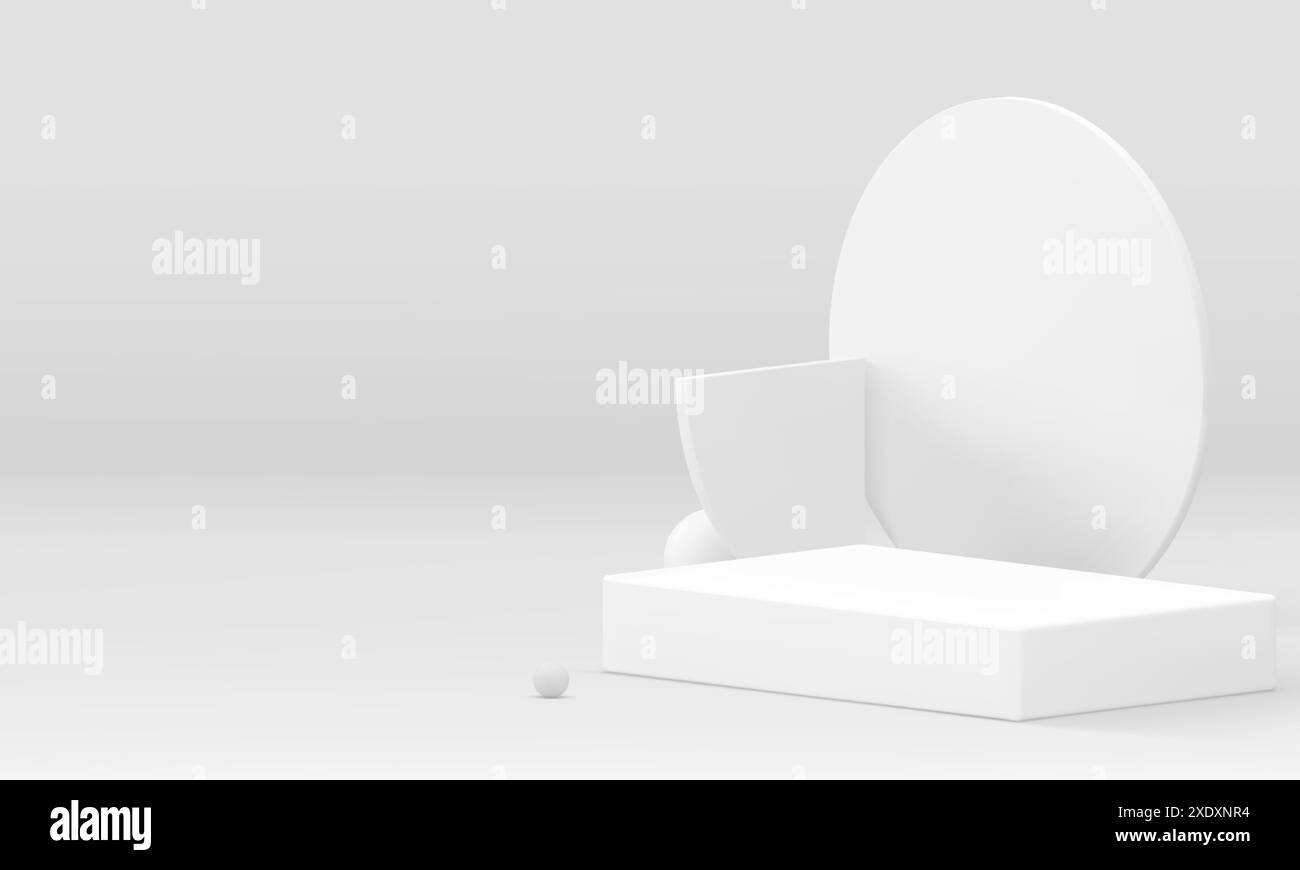 White 3d geometric podium mock up for cosmetic product show realistic ...
