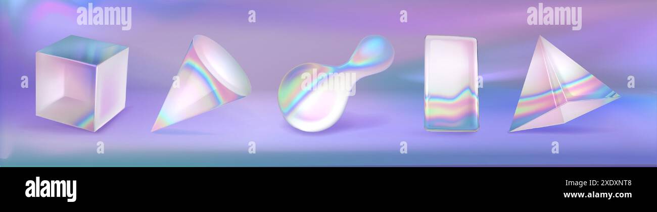 Set of 3D glass geometric objects isolated on background. Vector ...