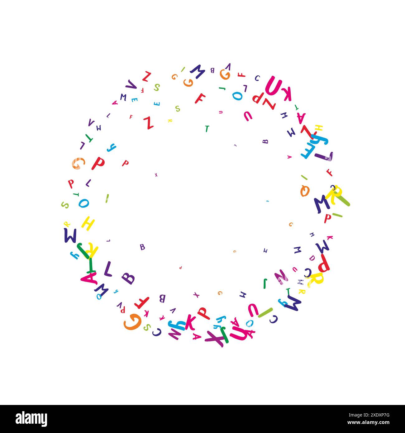Scattered letters of latin alphabet. Colorful childish floating ...