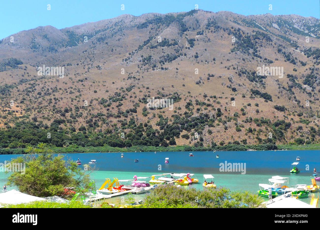 Lake Kournas (formerly Koresia) in 2024. It is a beautiful natural lake ...