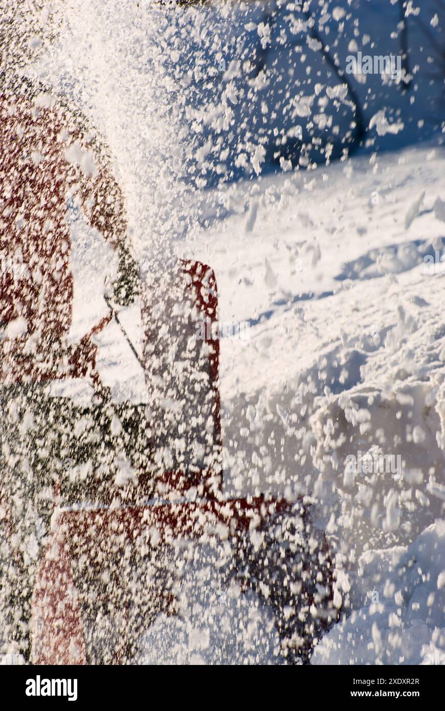 Snow flurries |Snowblower in action| Stock Photo - Alamy