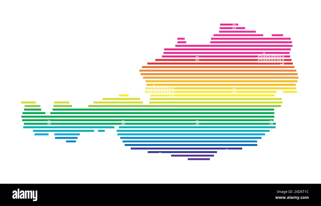 Abstract map of Austria showing the country with horizontal parallel ...