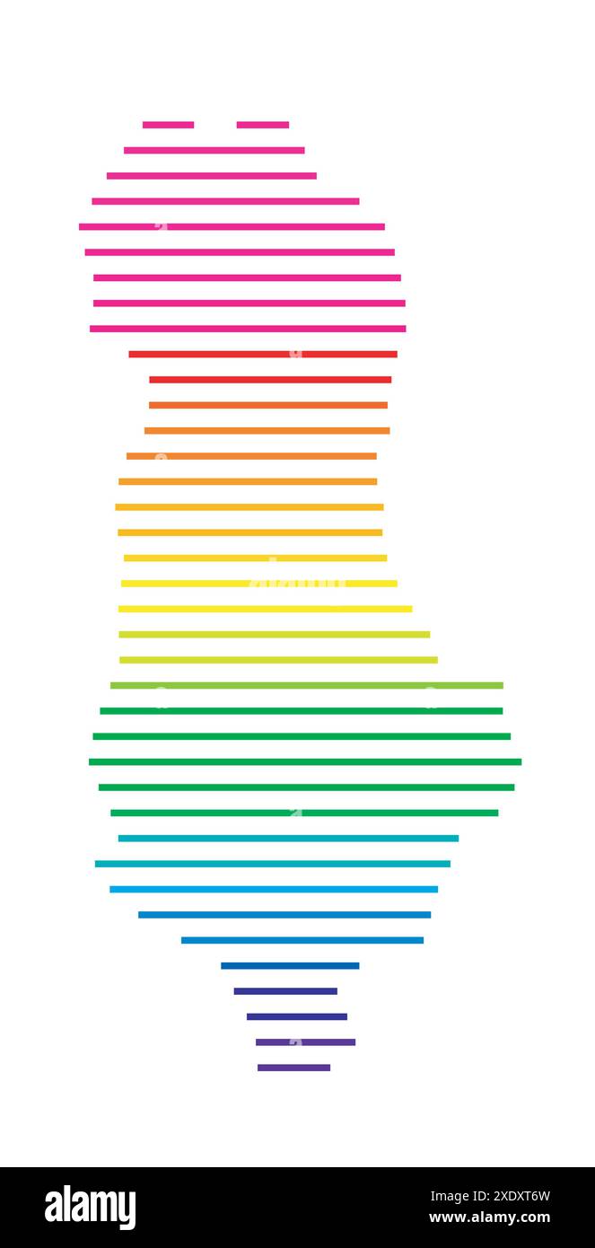 Abstract map of Albania showing the country with horizontal parallel ...