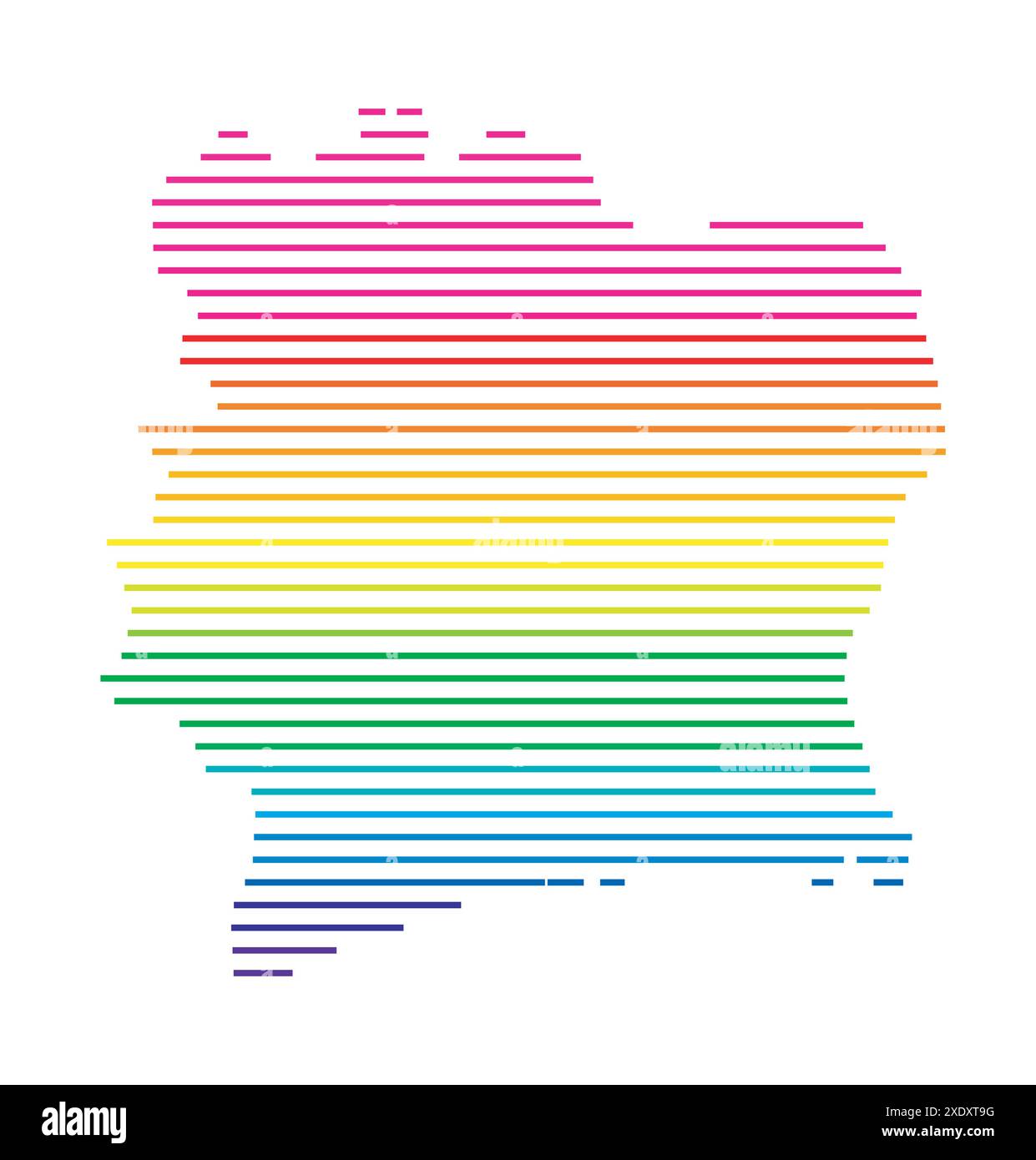 Abstract map of Ivory Coast showing the country with horizontal ...