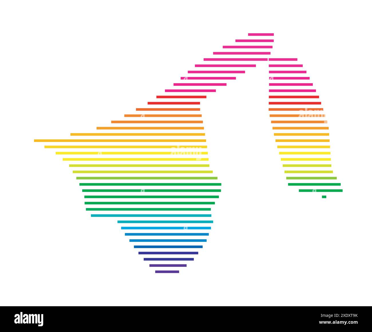 Abstract map of Brunei showing the country with horizontal parallel ...