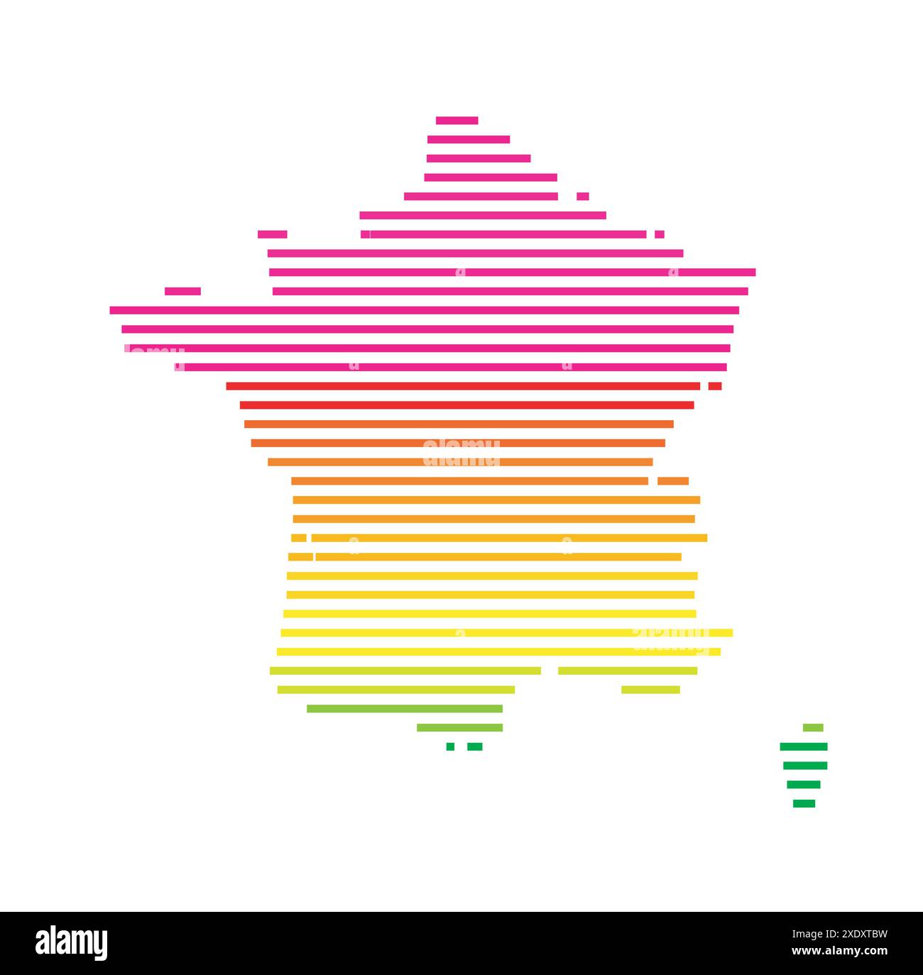 Abstract map of France showing the country with horizontal parallel ...