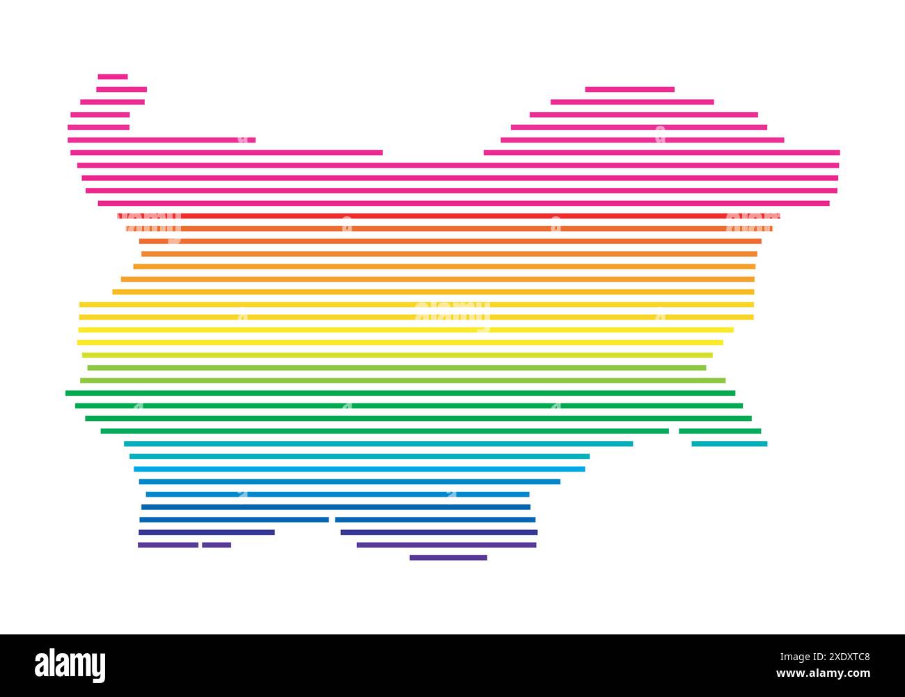Abstract map of Bulgaria showing the country with horizontal parallel ...