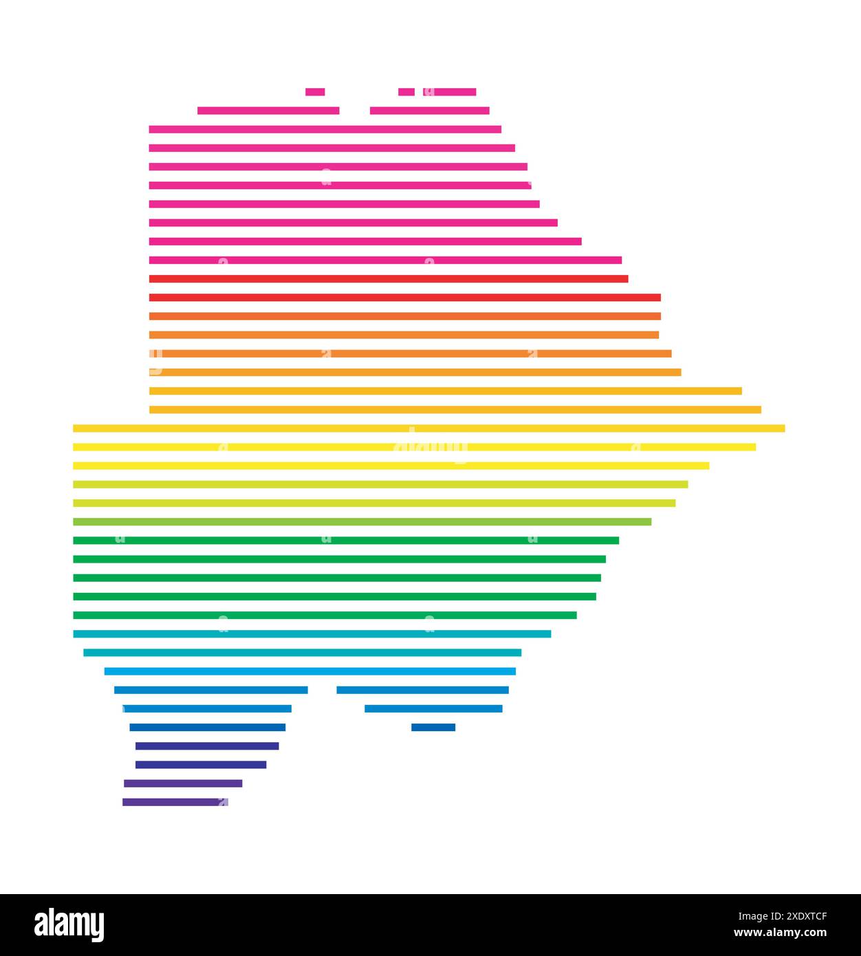 Abstract map of Botswana showing the country with horizontal parallel ...