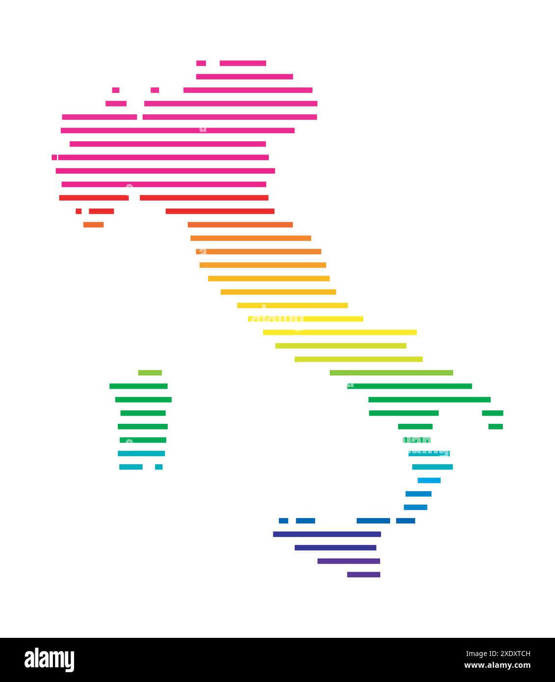 Abstract map of Italy showing the country with horizontal parallel ...