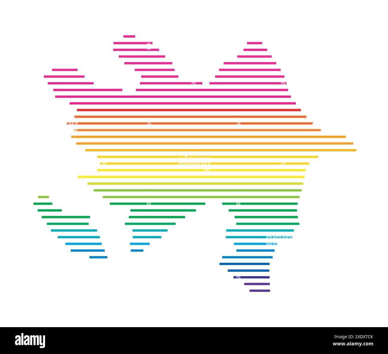 Abstract map of Azerbaijan showing the country with horizontal parallel ...