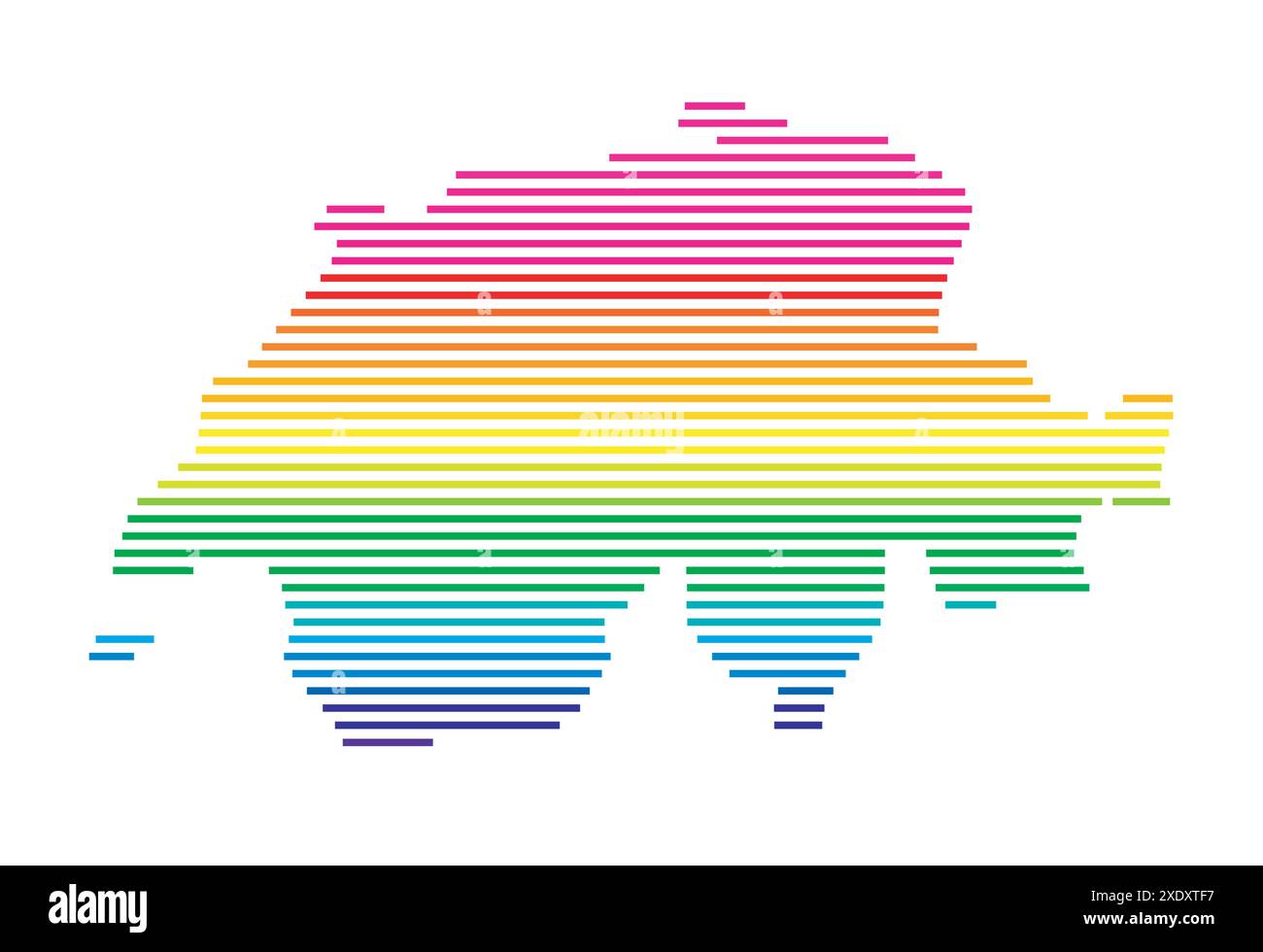 Abstract map of Switzerland showing the country with horizontal ...