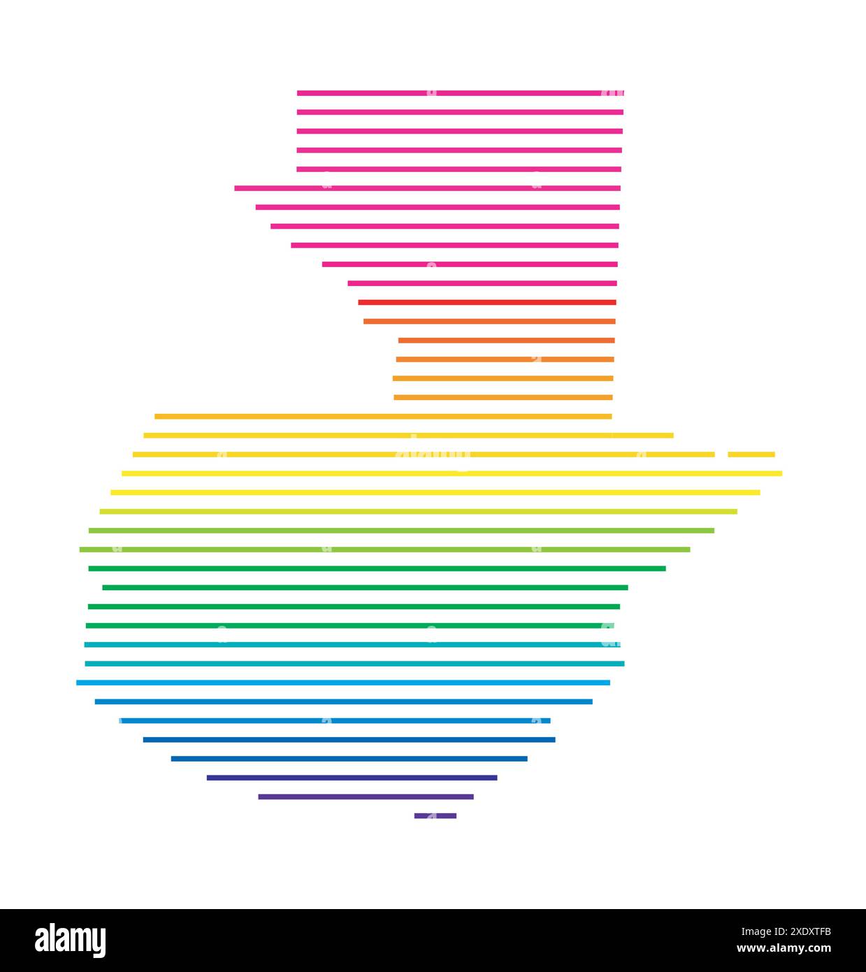 Abstract map of Guatemala showing the country with horizontal parallel ...