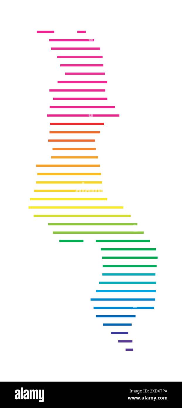 Abstract map of Malawi showing the country with horizontal parallel ...