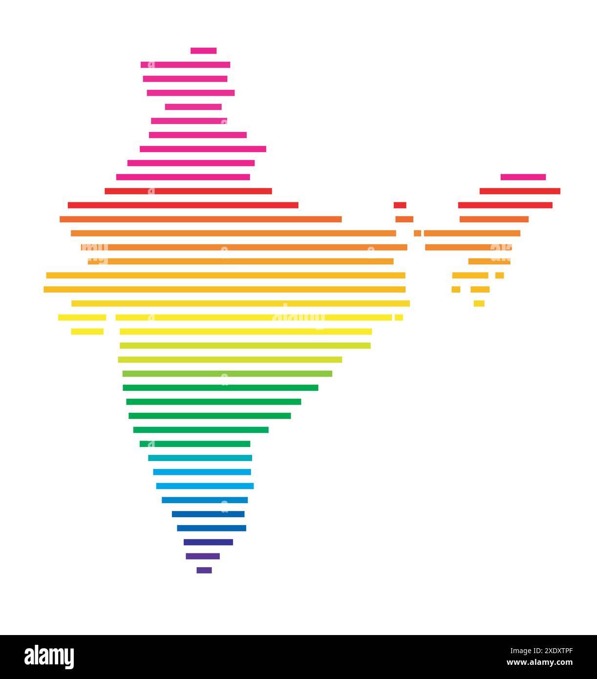Abstract map of India showing the country with horizontal parallel ...