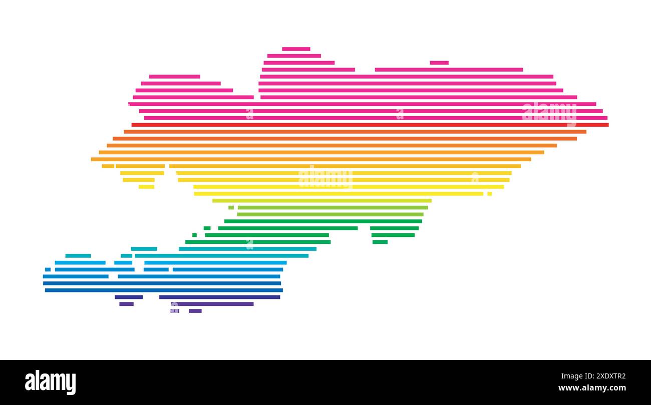 Abstract map of Kyrgyzstan showing the country with horizontal parallel ...