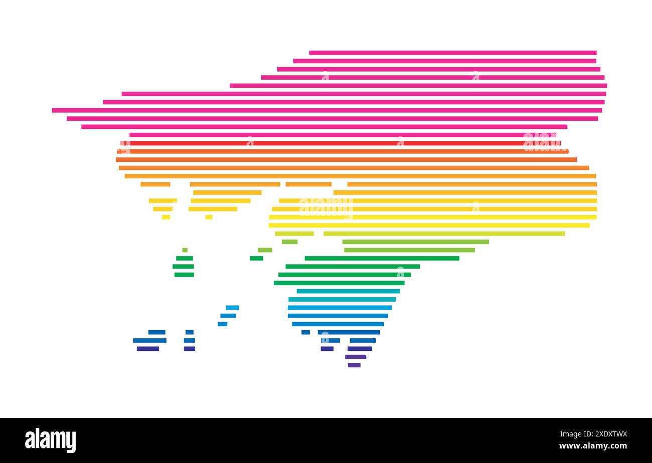Abstract map of Guinea-Bissau showing the country with horizontal ...