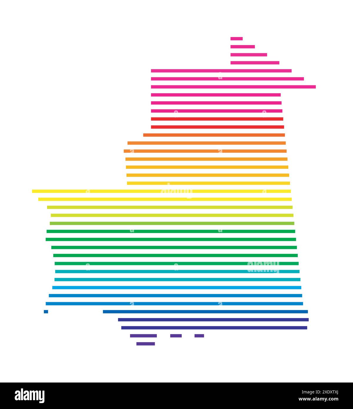 Abstract map of Mauritania showing the country with horizontal parallel ...