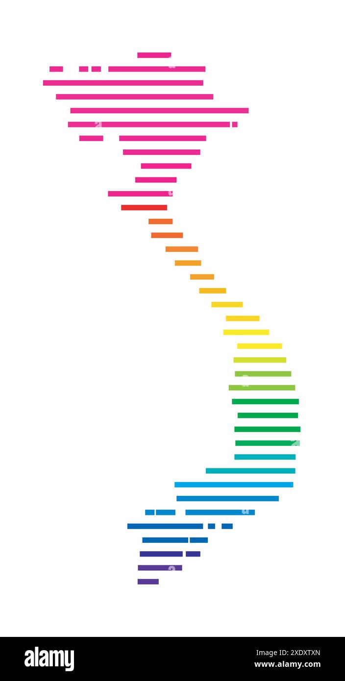 Abstract map of Vietnam showing the country with horizontal parallel ...