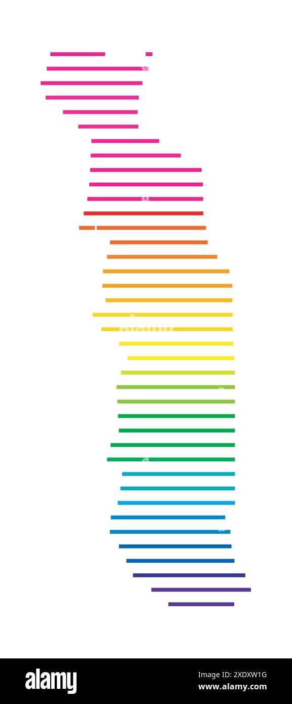 Abstract map of Togo showing the country with horizontal parallel lines ...