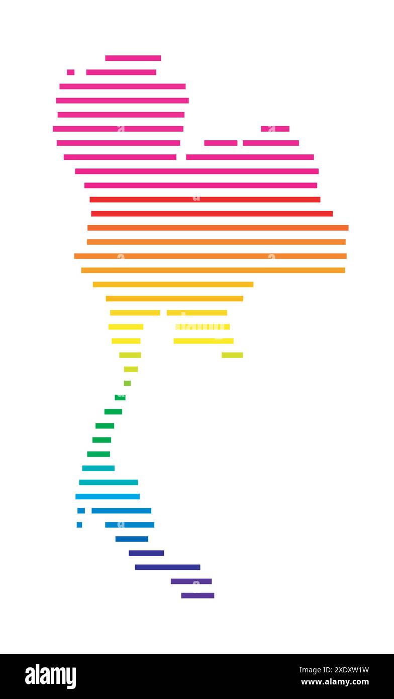 Abstract map of Thailand showing the country with horizontal parallel ...