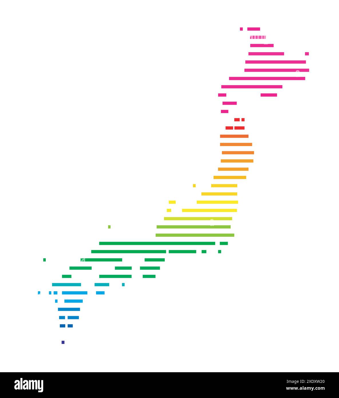 Abstract map of Japan showing the country with horizontal parallel ...