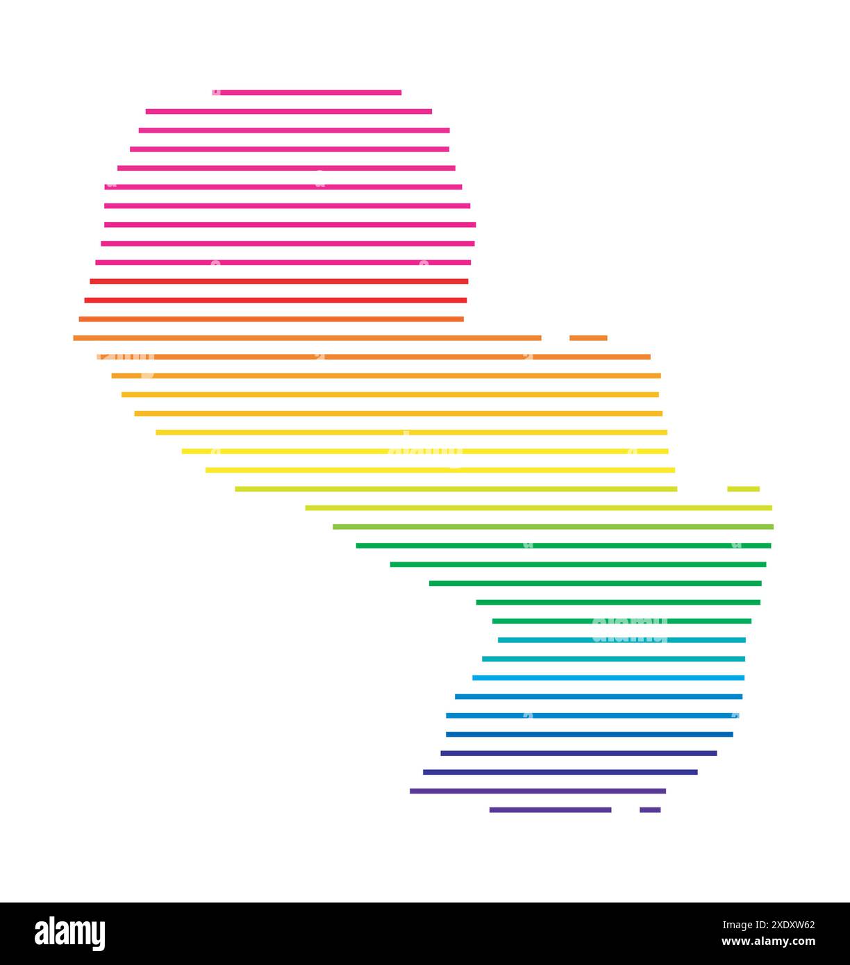 Abstract map of Paraguay showing the country with horizontal parallel ...
