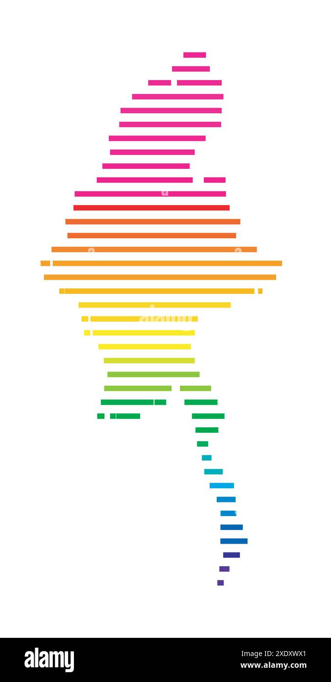 Abstract map of Myanmar showing the country with horizontal parallel ...