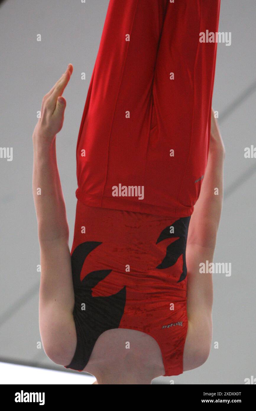 Trampoline Gymnastics in the air Stock Photo - Alamy