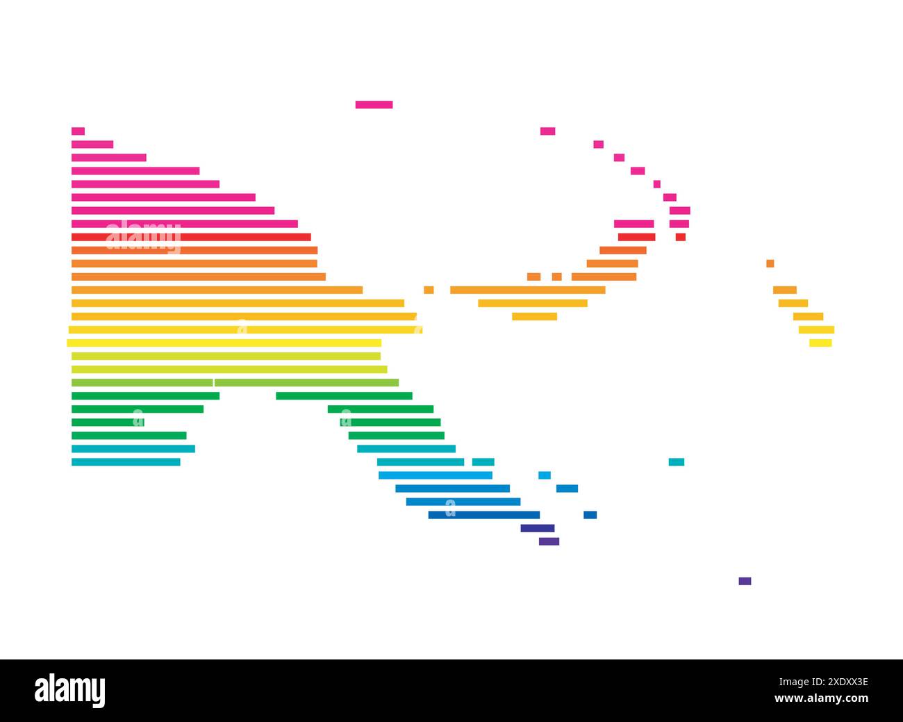 Abstract map of Papua New Guinea showing the country with horizontal ...