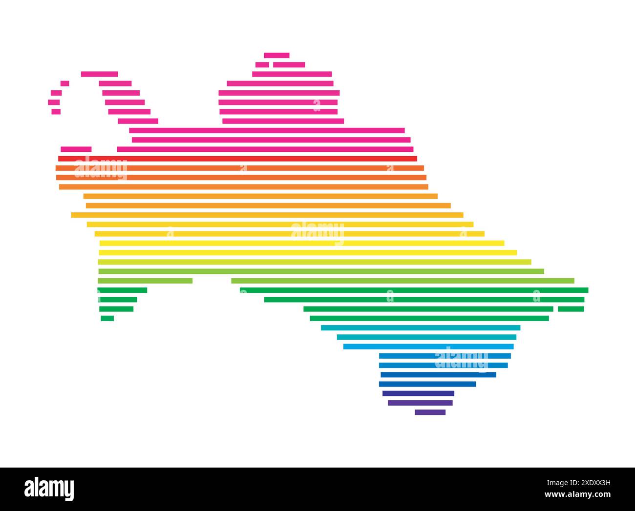 Abstract map of Turkmenistan showing the country with horizontal ...