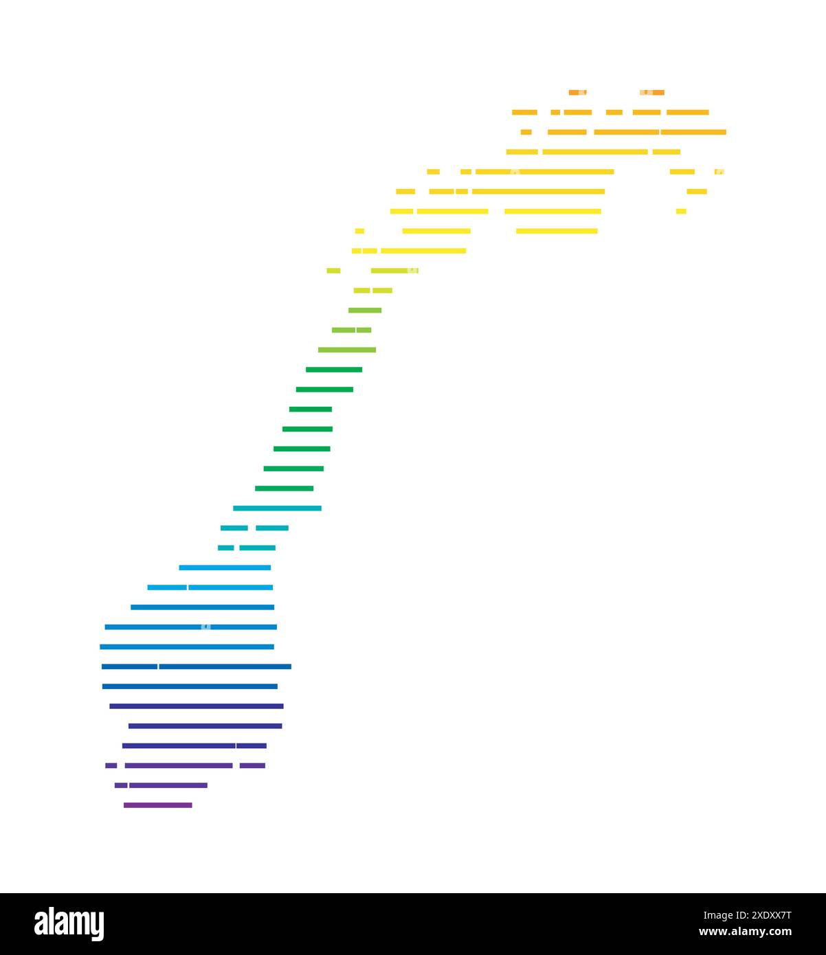 Abstract map of Norway showing the country with horizontal parallel ...