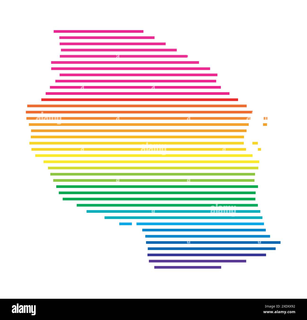 Abstract map of the Tanzania showing the country with horizontal ...