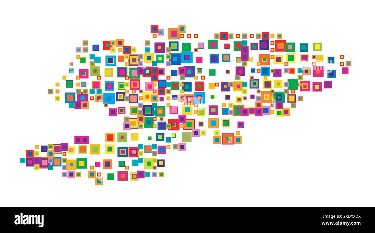Abstract map of Kyrgyzstan Abstract map showing the country with a ...