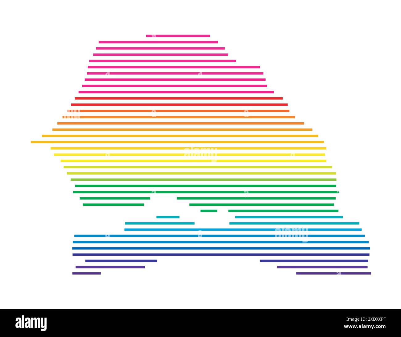 Abstract map of Senegal showing the country with horizontal parallel ...