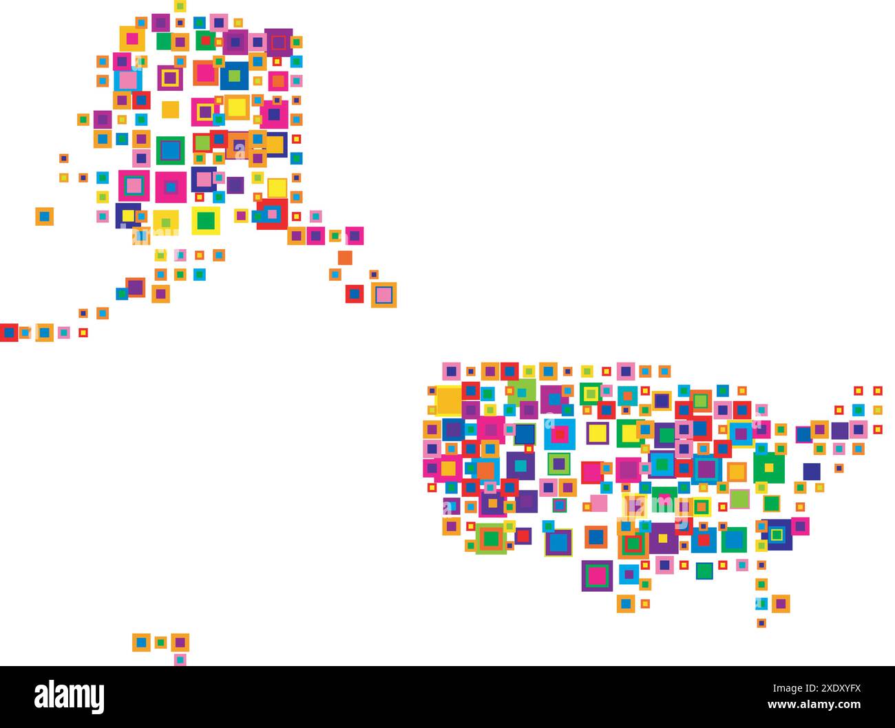 Abstract map of the United States of America + Alaska Abstract map ...