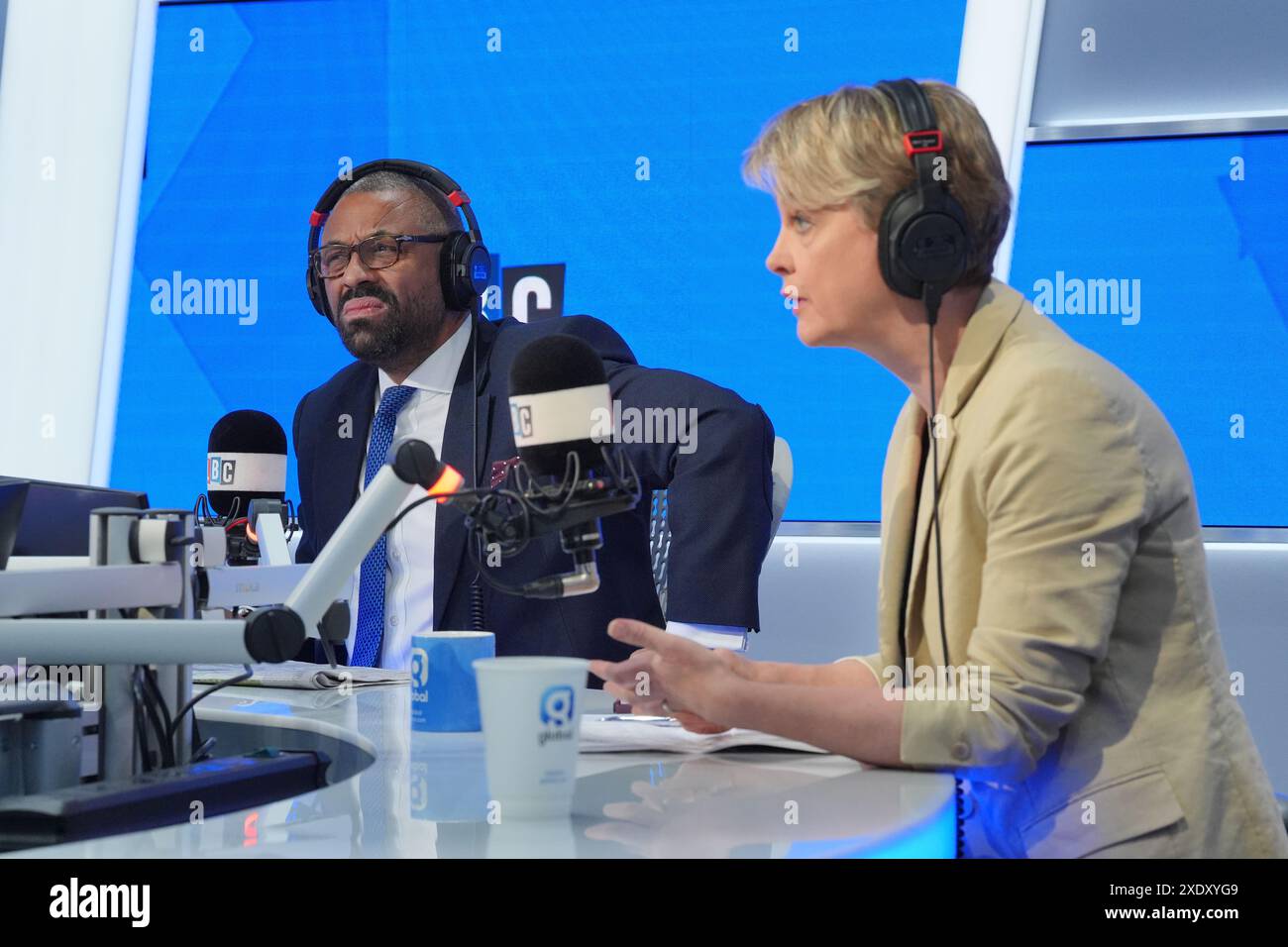 Home Secretary James Cleverly (left) and shadow home secretary Yvette ...